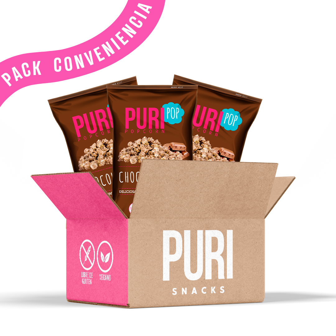 Pack Puripop Popcorn Chocolate familiar X3 – Purisnacks.cl
