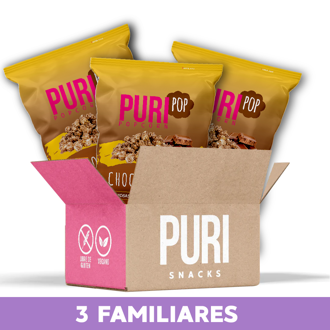 Pack X3 Puripop Popcorn Chocolate Familiar – Purisnacks.cl