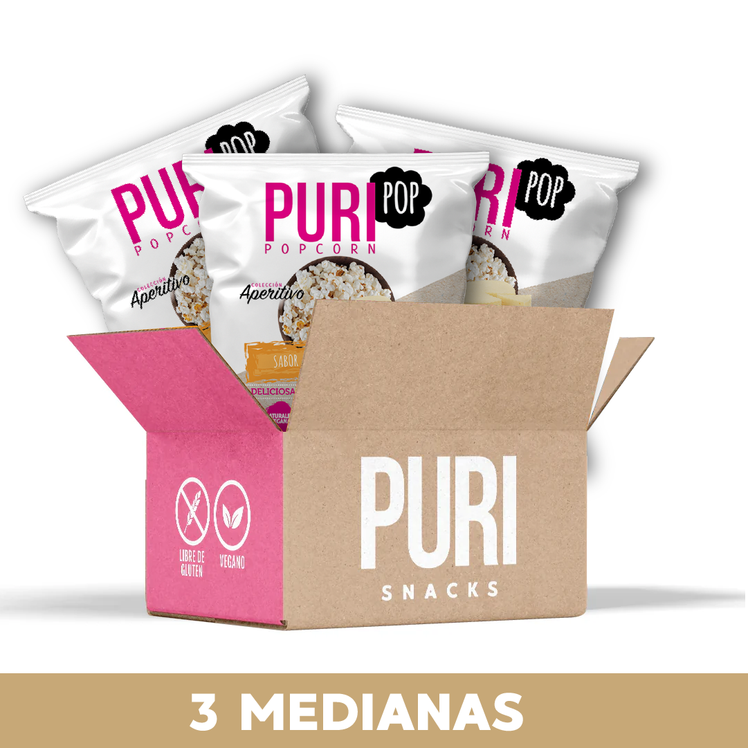Pack x3 Puripop Popcorn Queso 40gr. Aperitivo – Purisnacks.cl