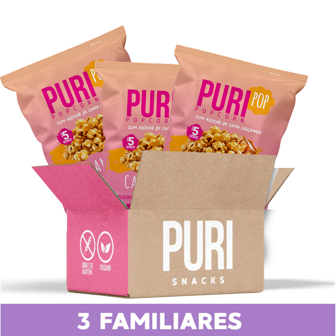 Pack X3 Puripop Popcorn Caramelo Familiar – Purisnacks.cl