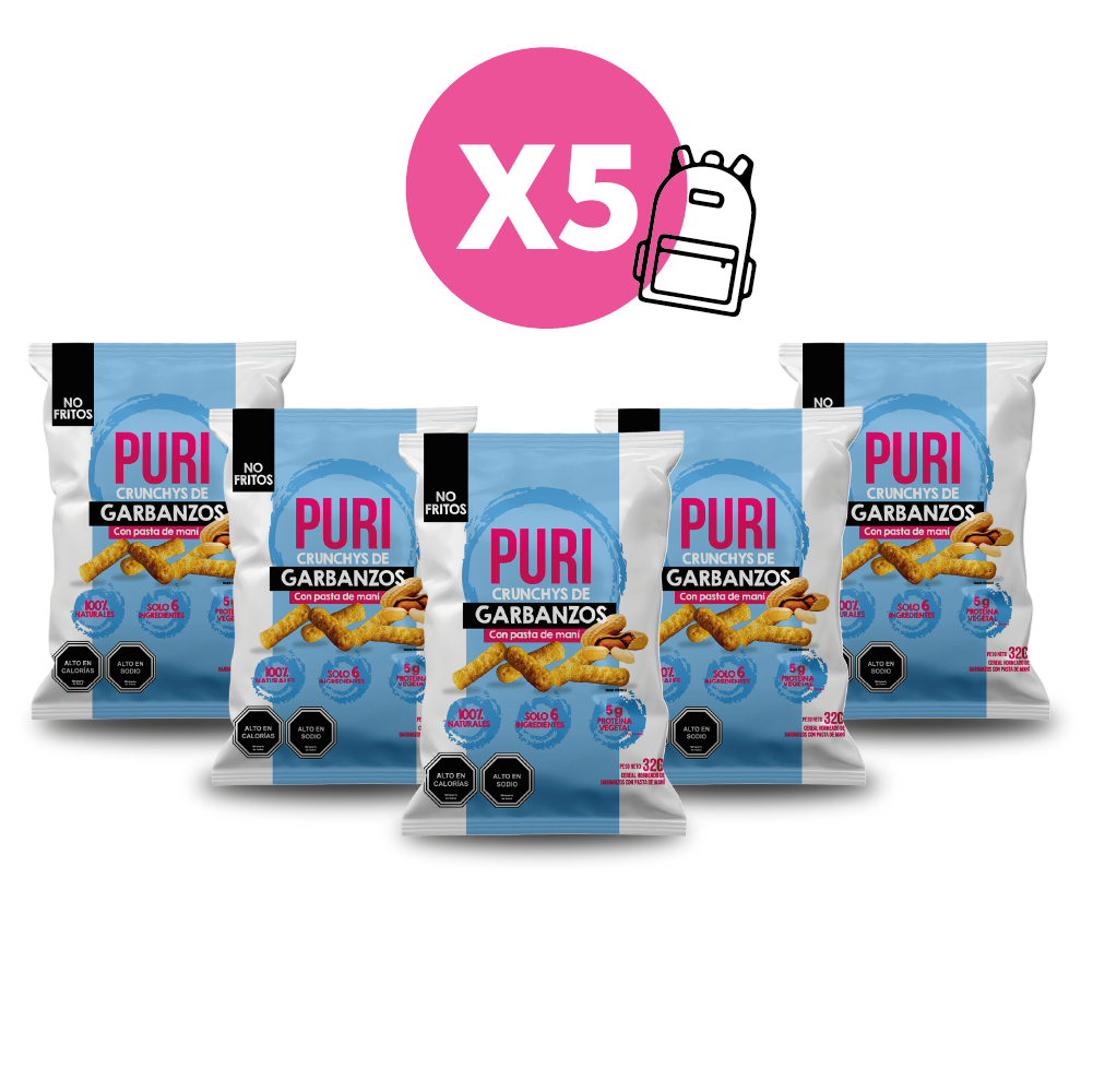 Pack semanal X5 Puri Crunchy Maní 32gr. – Purisnacks.cl